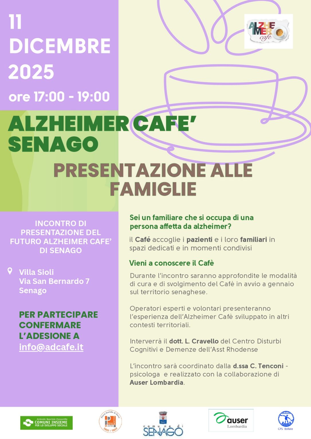 Alzheimer Cafè: Presentazione alle famiglie, giovedì 11 dicembre 2025 ...