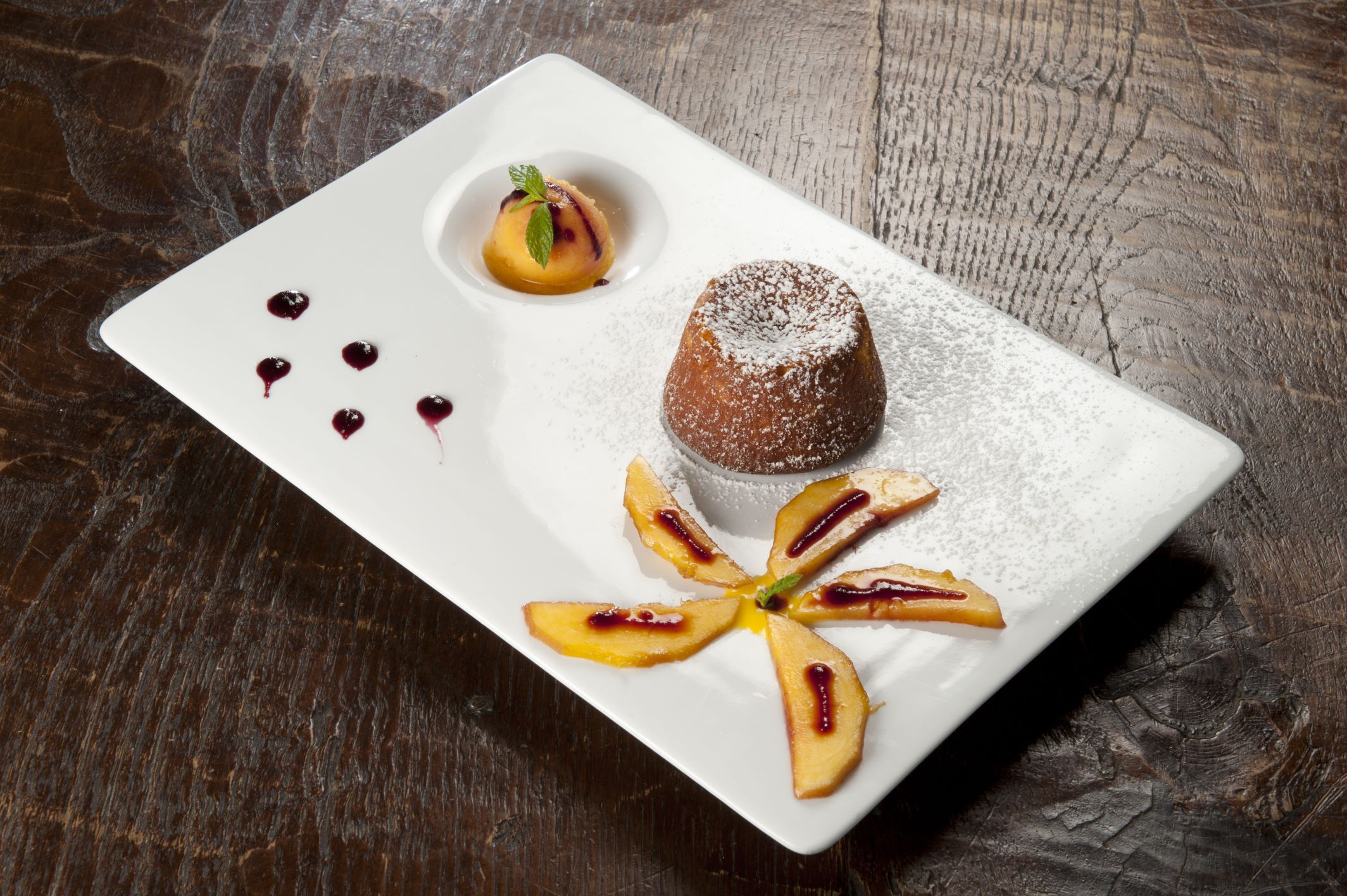 La percoca al vino: tortino alla percoca con il suo sorbetto e ...