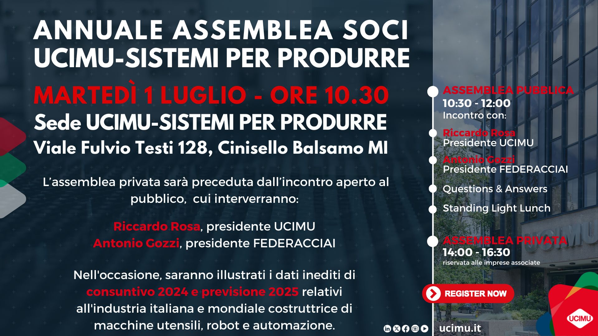 Assemblea soci Ucimu, martedì 1 luglio 2025